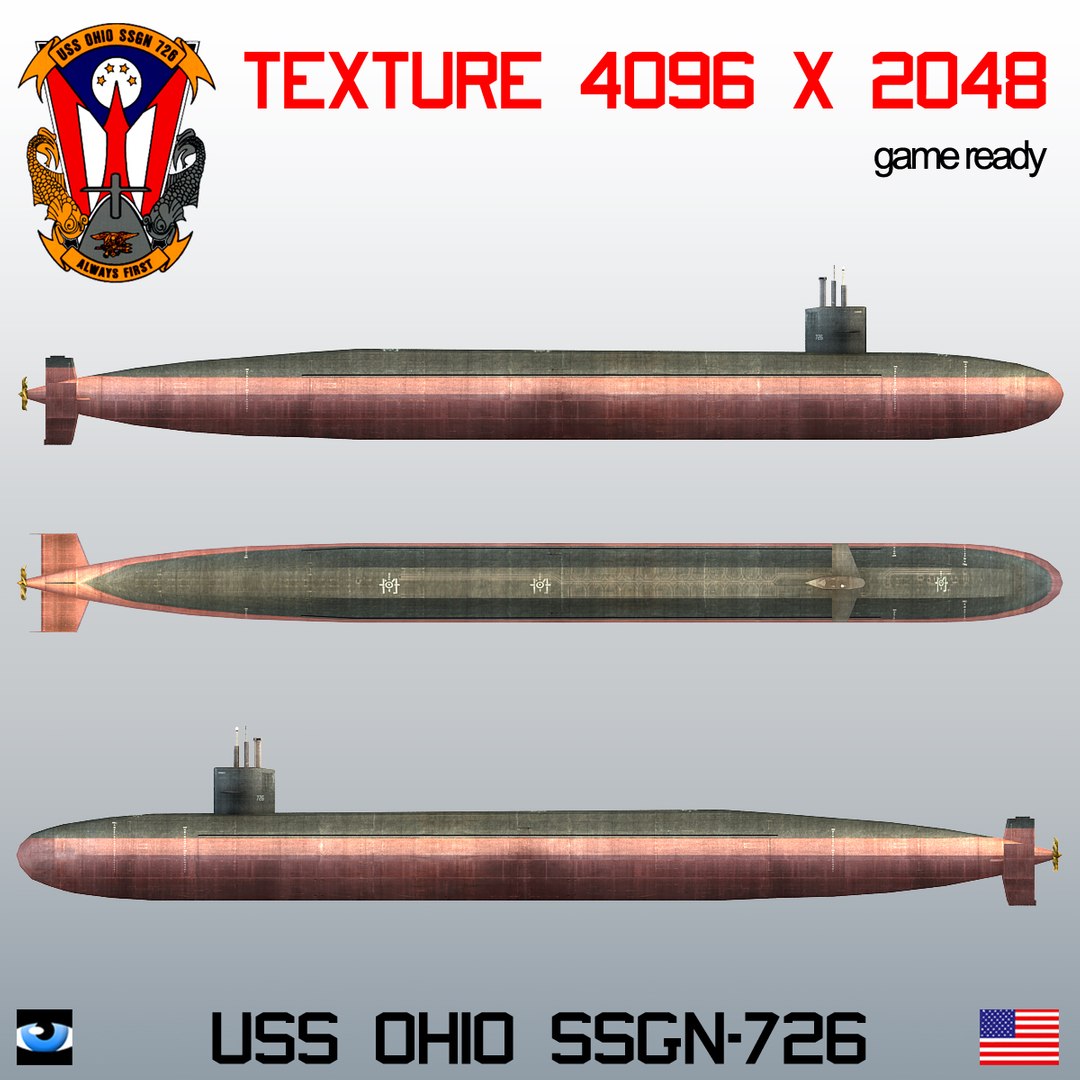 Uss Ohio Ssgn-726 3d Model