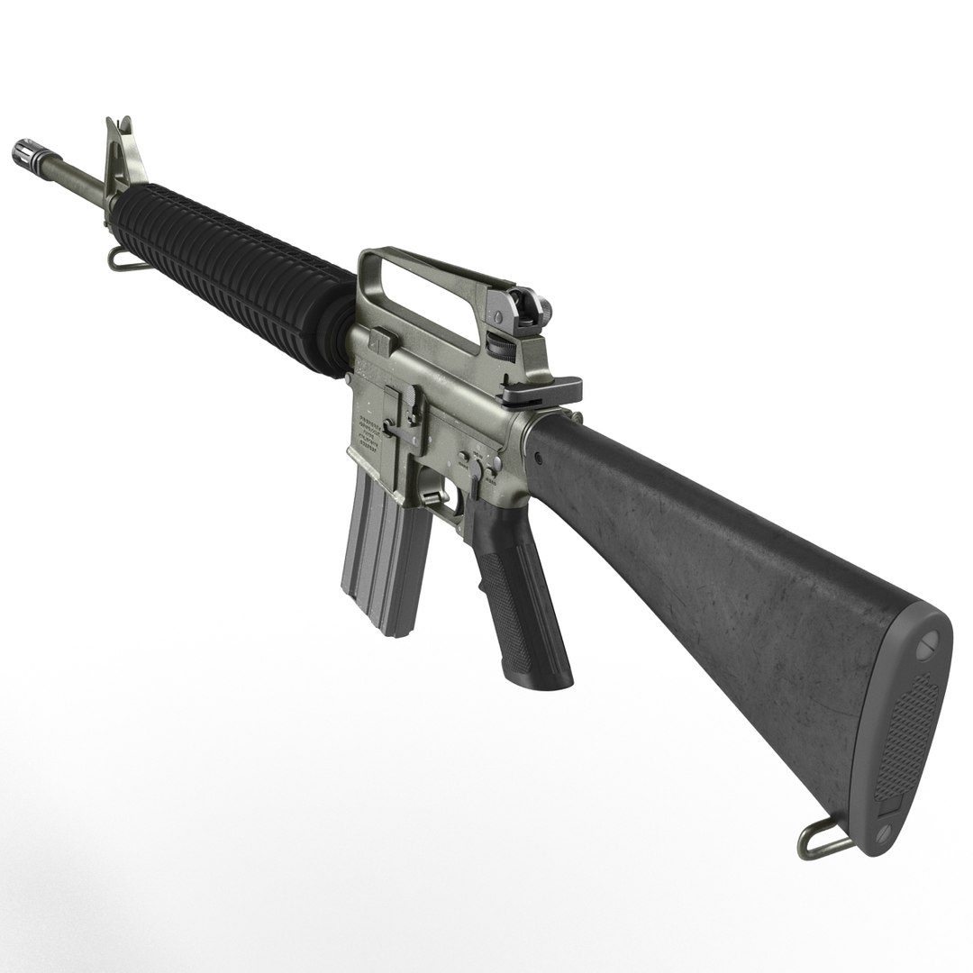 rifle m16a2 modeled 3ds