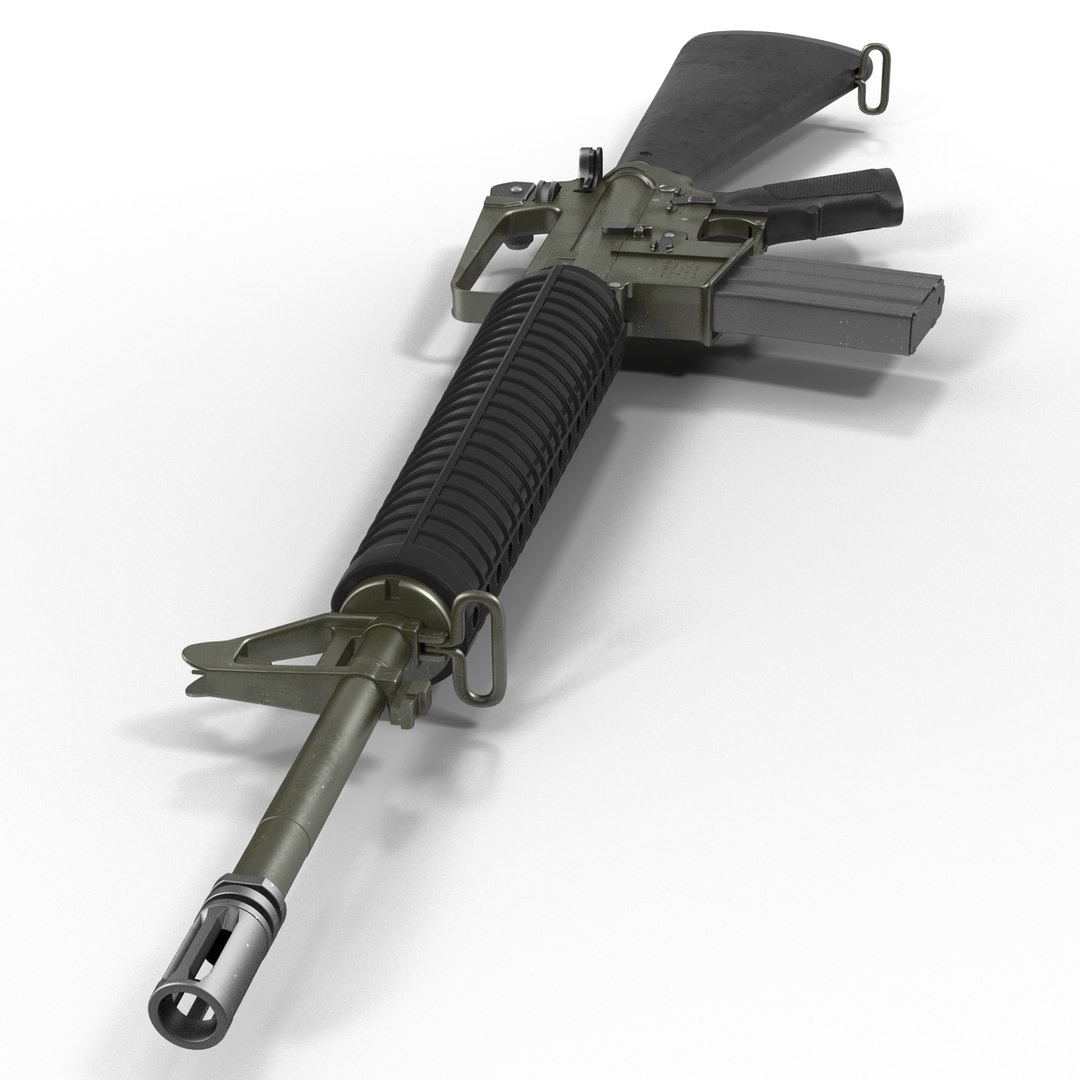 rifle m16a2 modeled 3ds
