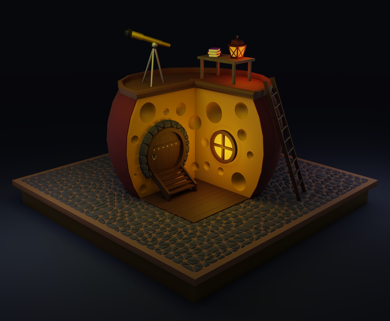3D Model Cartoon Cheese House - TurboSquid 1632227