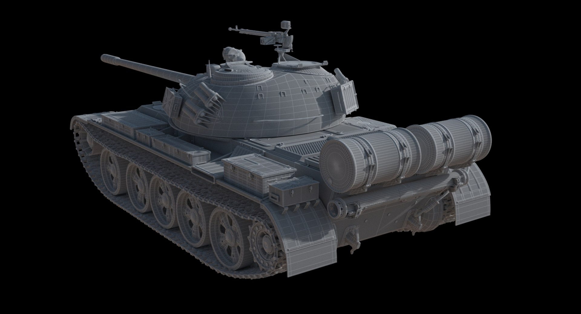 Tank T-55 Scene 3d Model