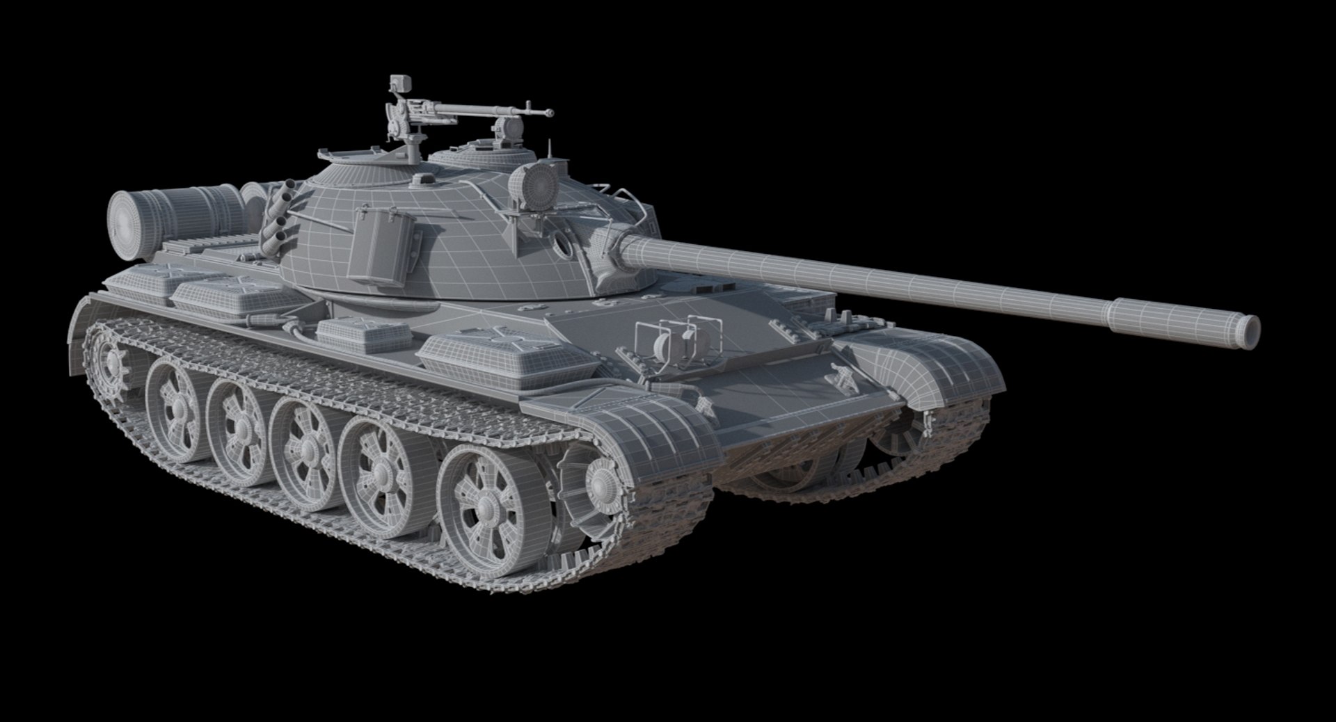 Tank T-55 Scene 3d Model