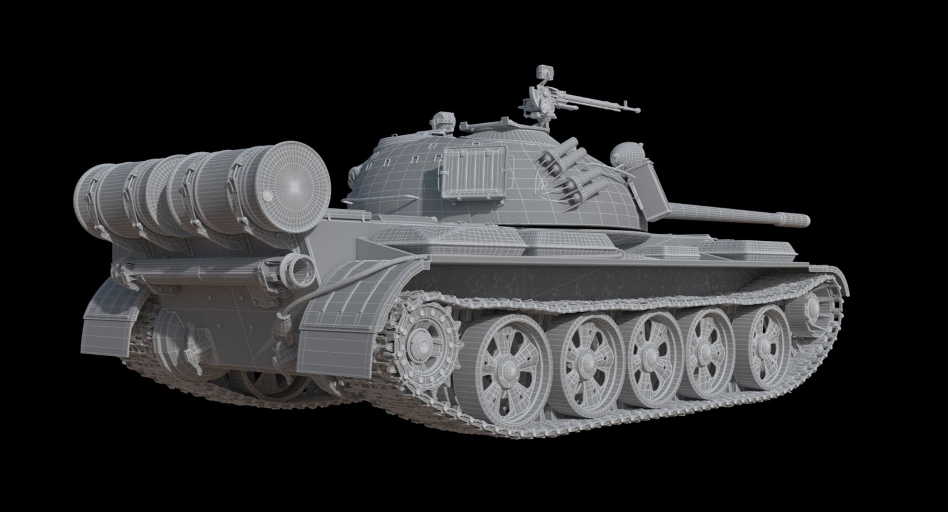 Tank T-55 Scene 3d Model