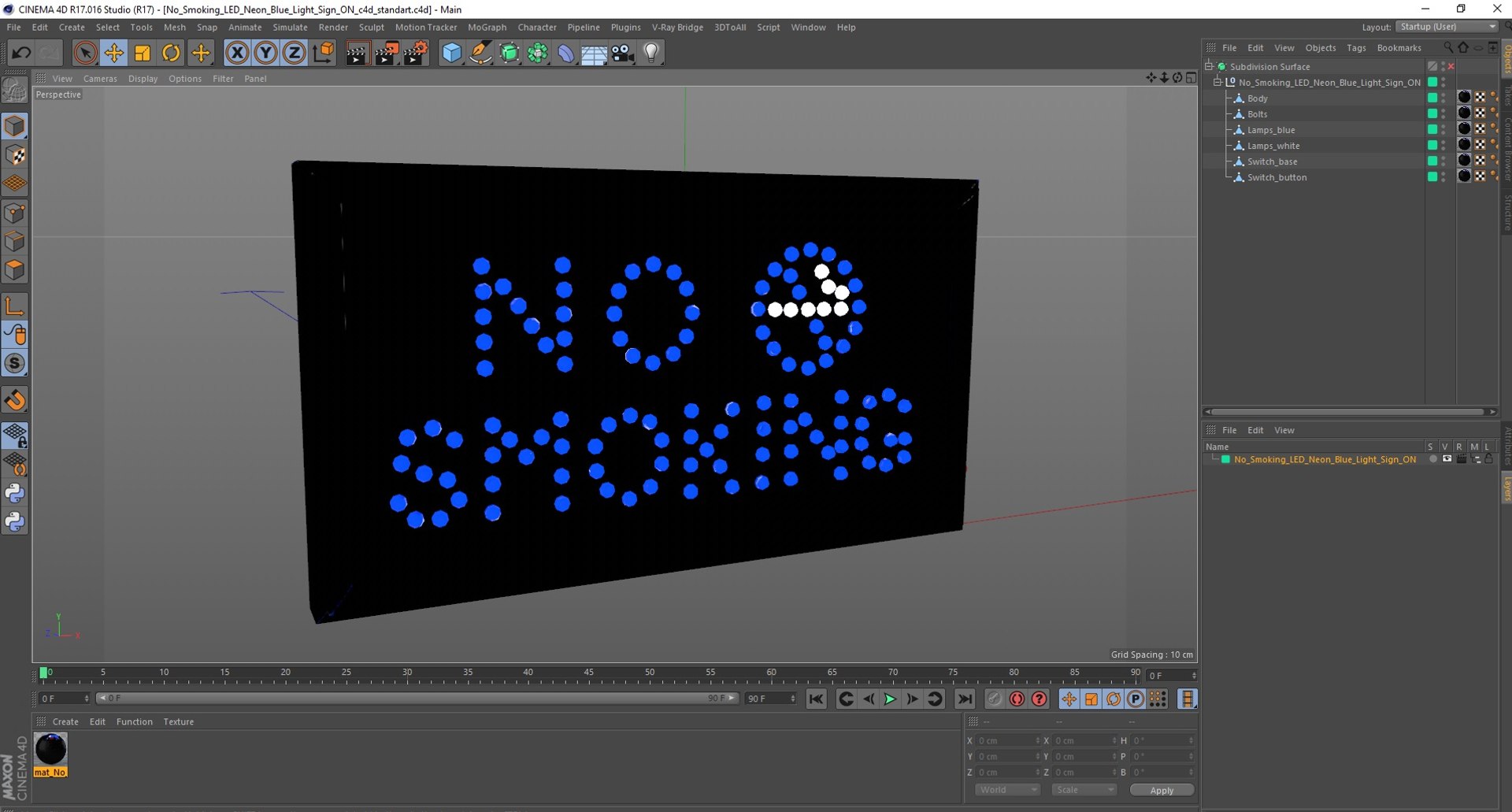 No Smoking LED Neon Blue Light Sign ON 3D - TurboSquid 2108299