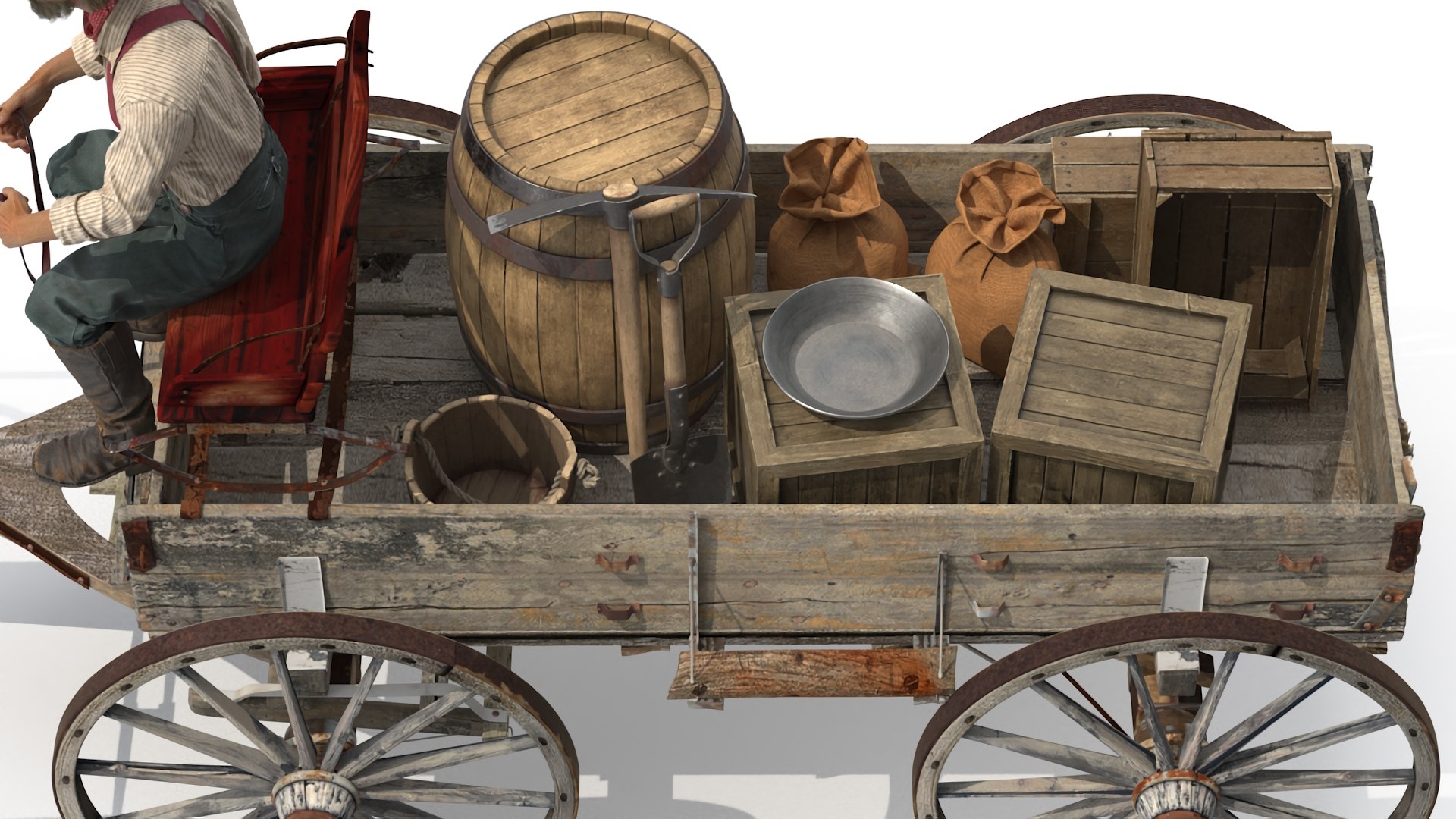 3D Gold Rush Miner With Wagon And Horses Model - TurboSquid 2307266