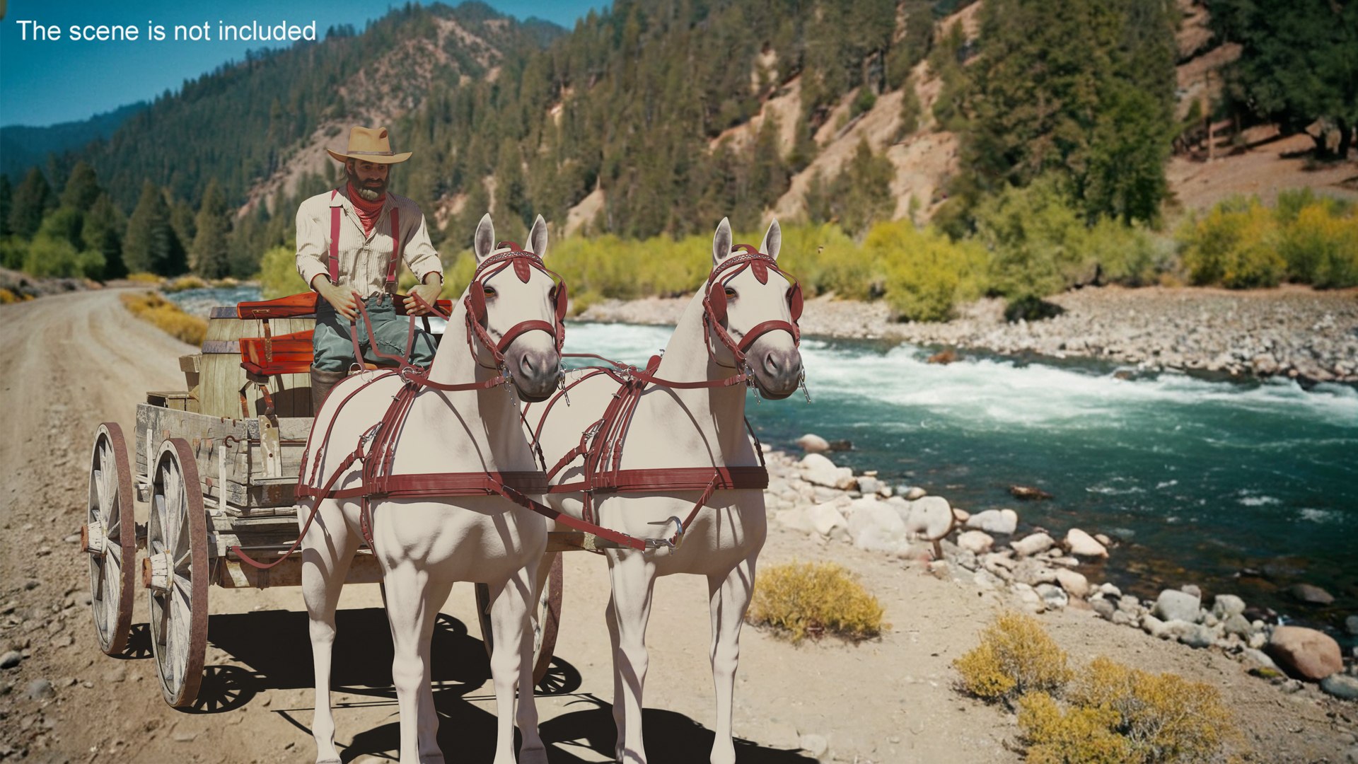 3D Gold Rush Miner With Wagon And Horses Model - TurboSquid 2307266