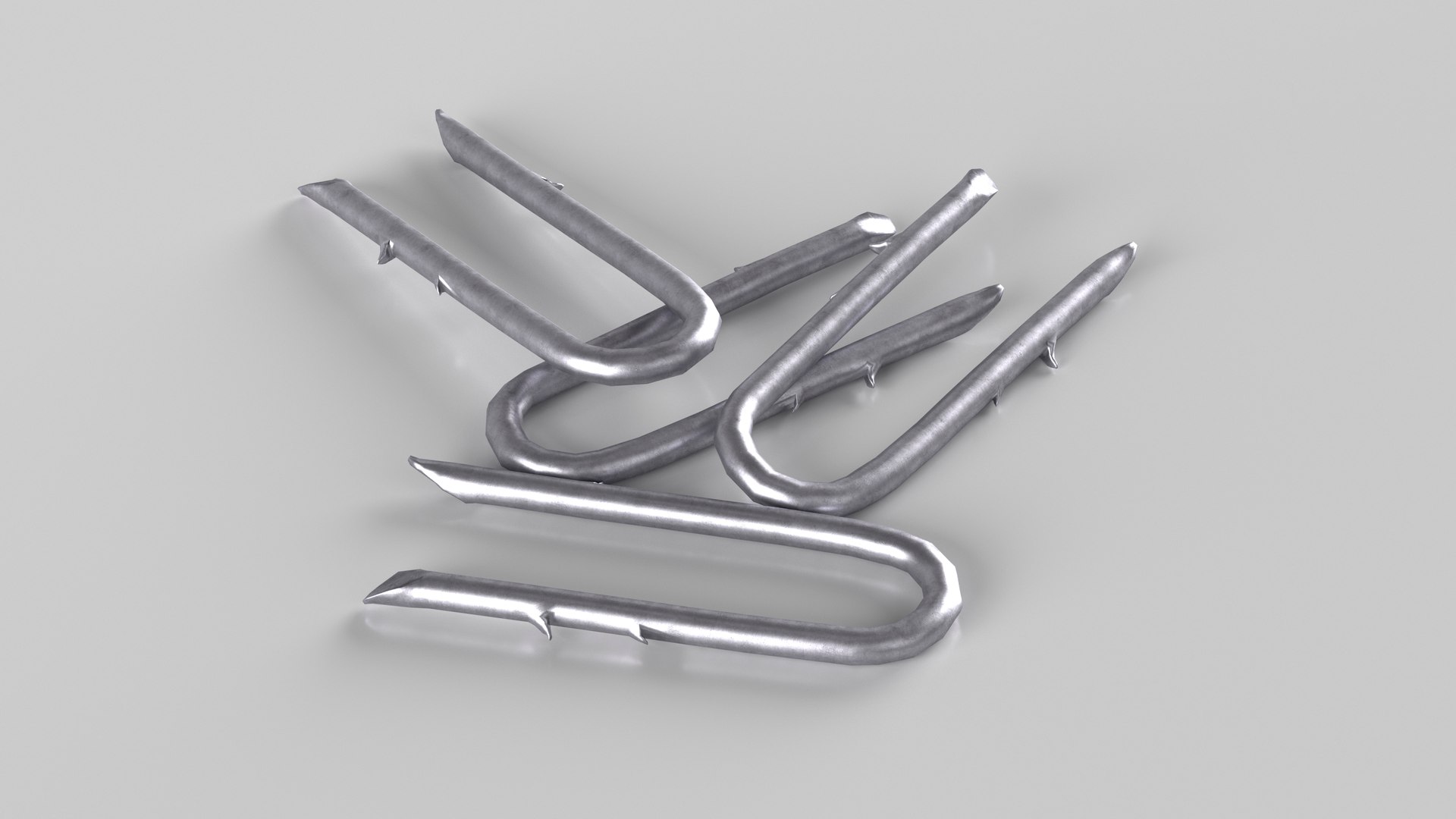 Pile Of U-type Flat Head Nails Double Barbed 3D Model - TurboSquid 2210659