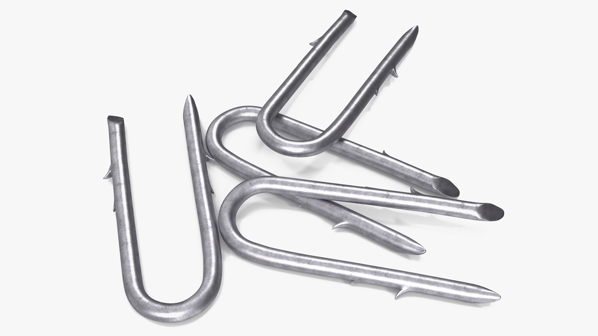 Pile Of U-type Flat Head Nails Double Barbed 3D Model - TurboSquid 2210659