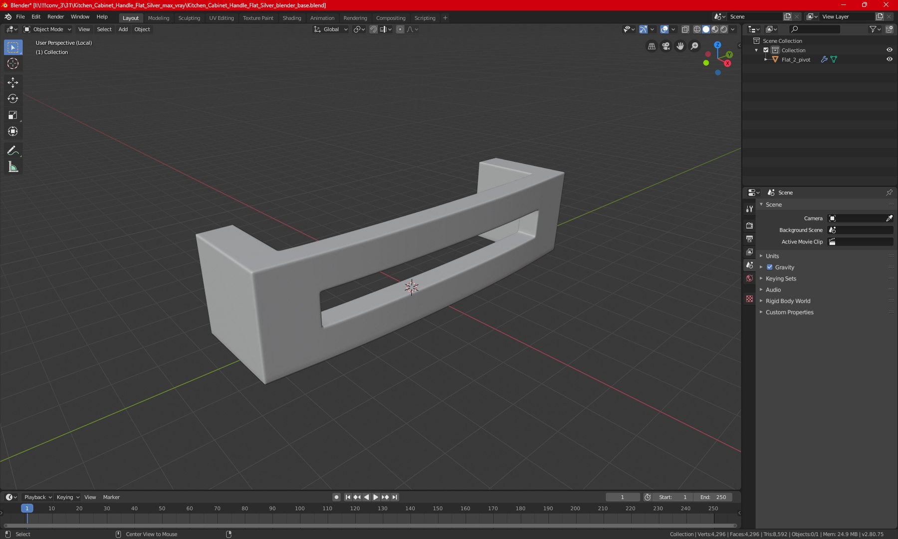 3D Kitchen Cabinet Handle Flat Bronze - TurboSquid 2220870