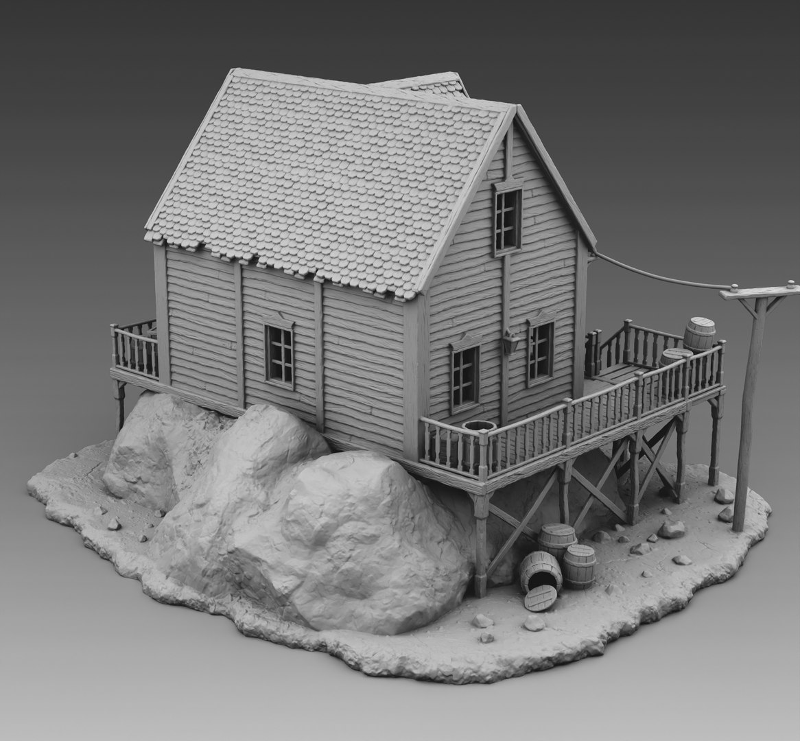 3D Residential Building On The Rock - TurboSquid 1945874