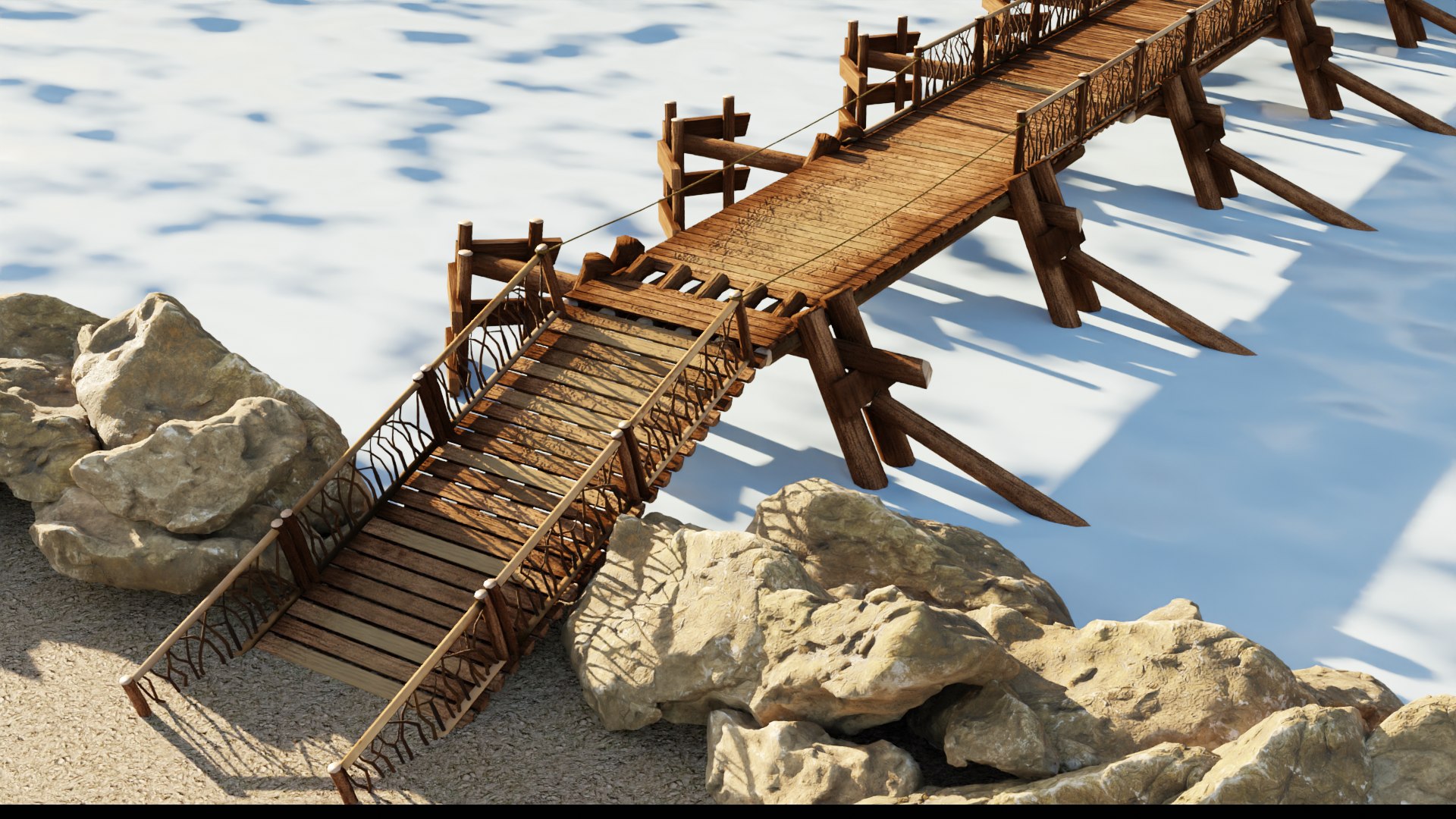 3D Wooden Roman Fixed Bridge Model - TurboSquid 2240934