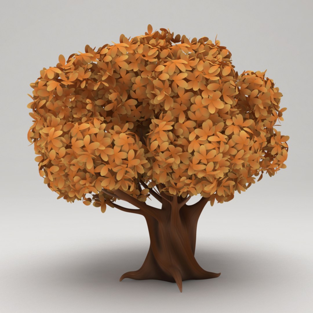 stylized tree cartoon obj