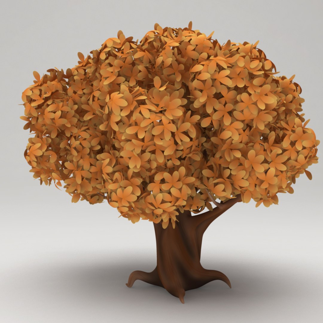 stylized tree cartoon obj