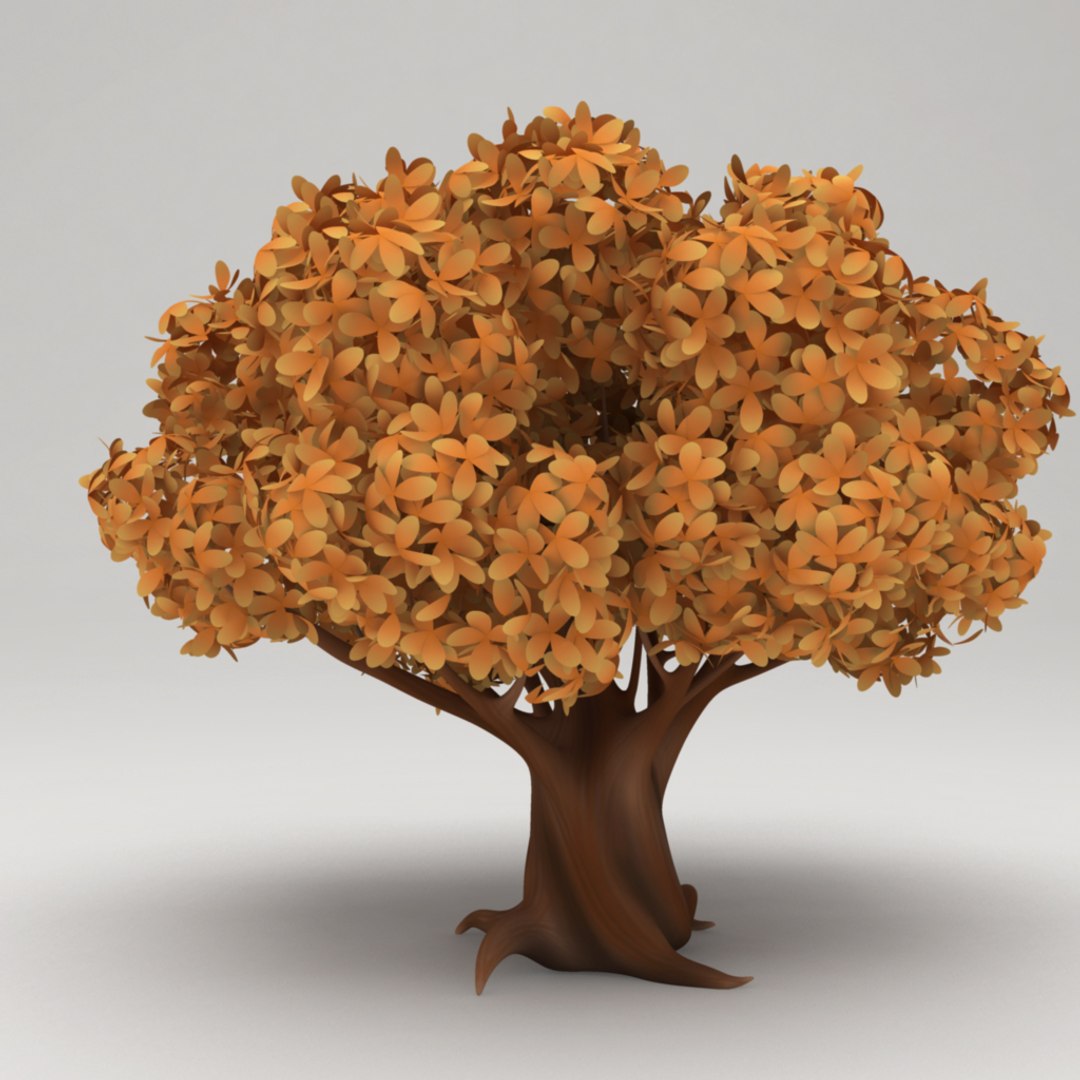 stylized tree cartoon obj