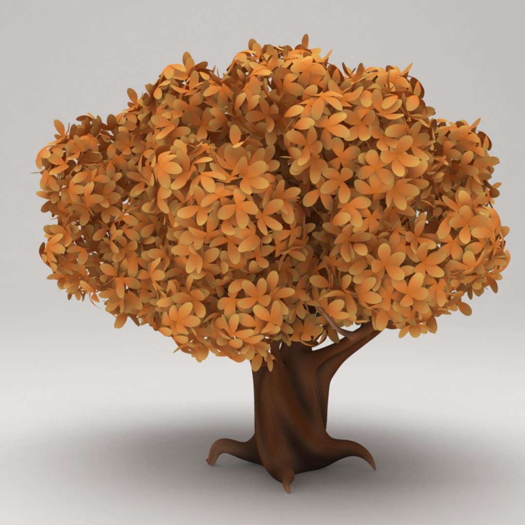 stylized tree cartoon obj