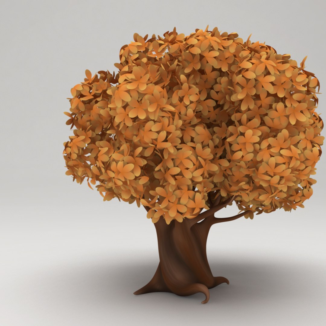 stylized tree cartoon obj