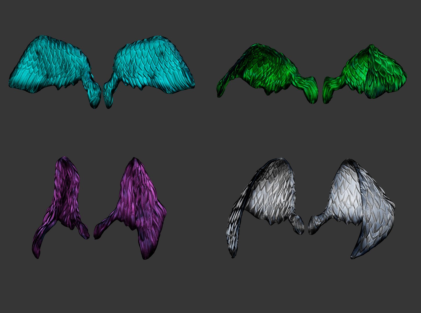 3D 20 Mid Poly Statue And Sculpture Angel Wings IMM Brush Set For ...