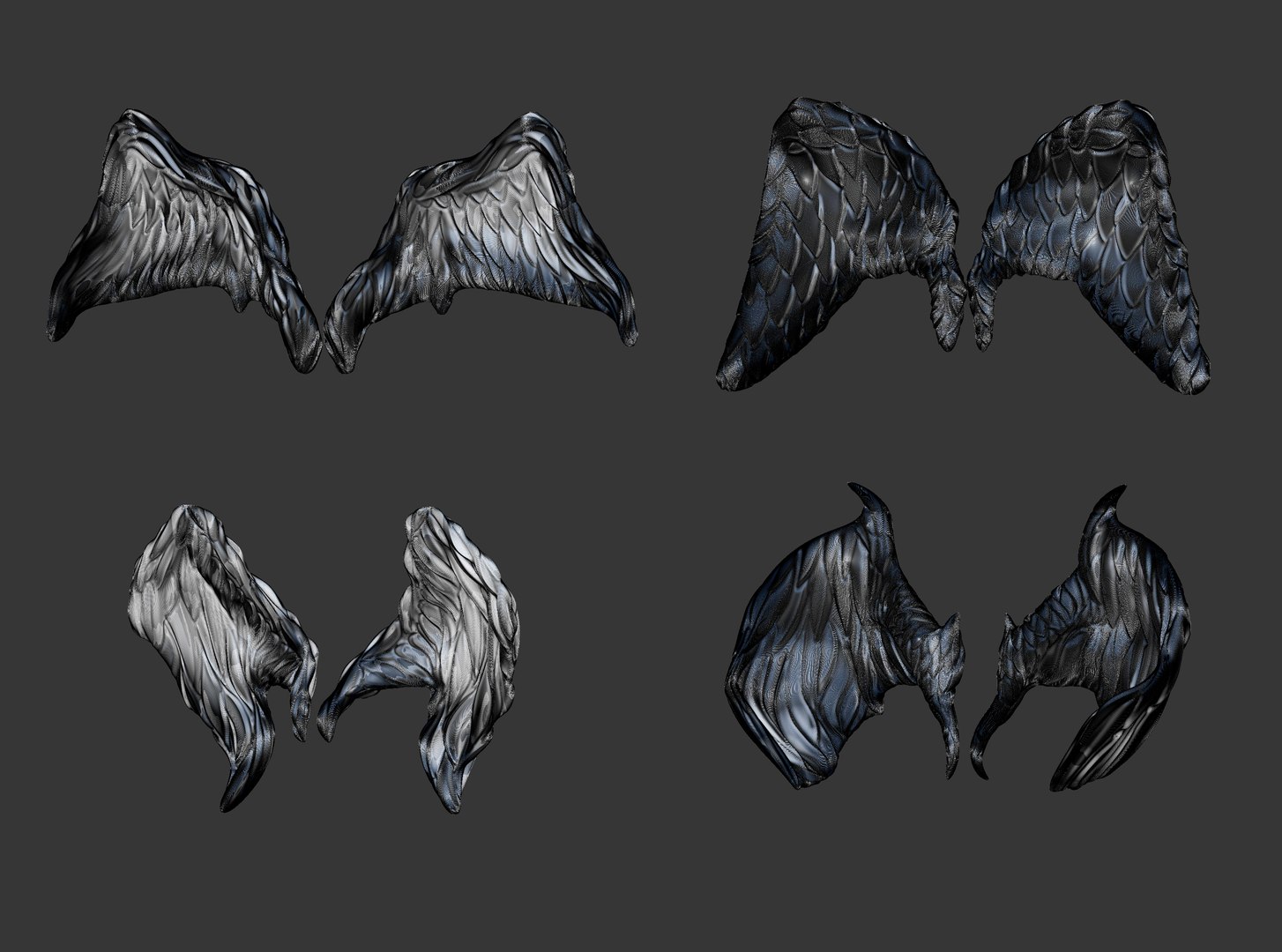 3D 20 Mid Poly Statue And Sculpture Angel Wings IMM Brush Set For ...