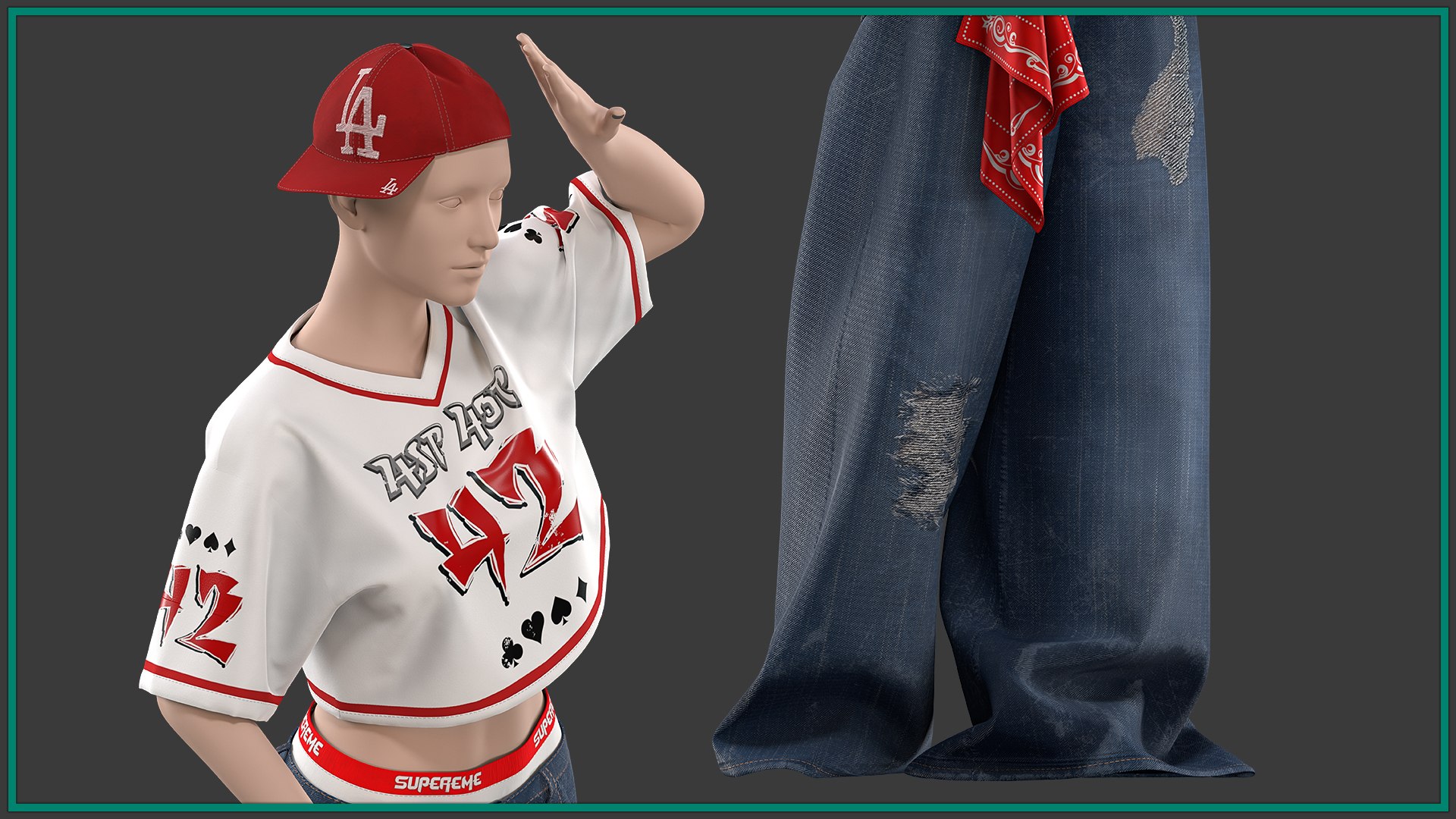 Female Hip Hop Outfit With Texture And Smart Material 3D Model ...