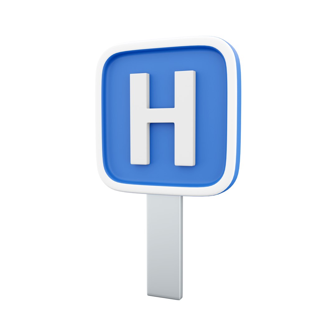 3d Hospital Road Sign Cartoon Icon 3D Model - TurboSquid 2018151