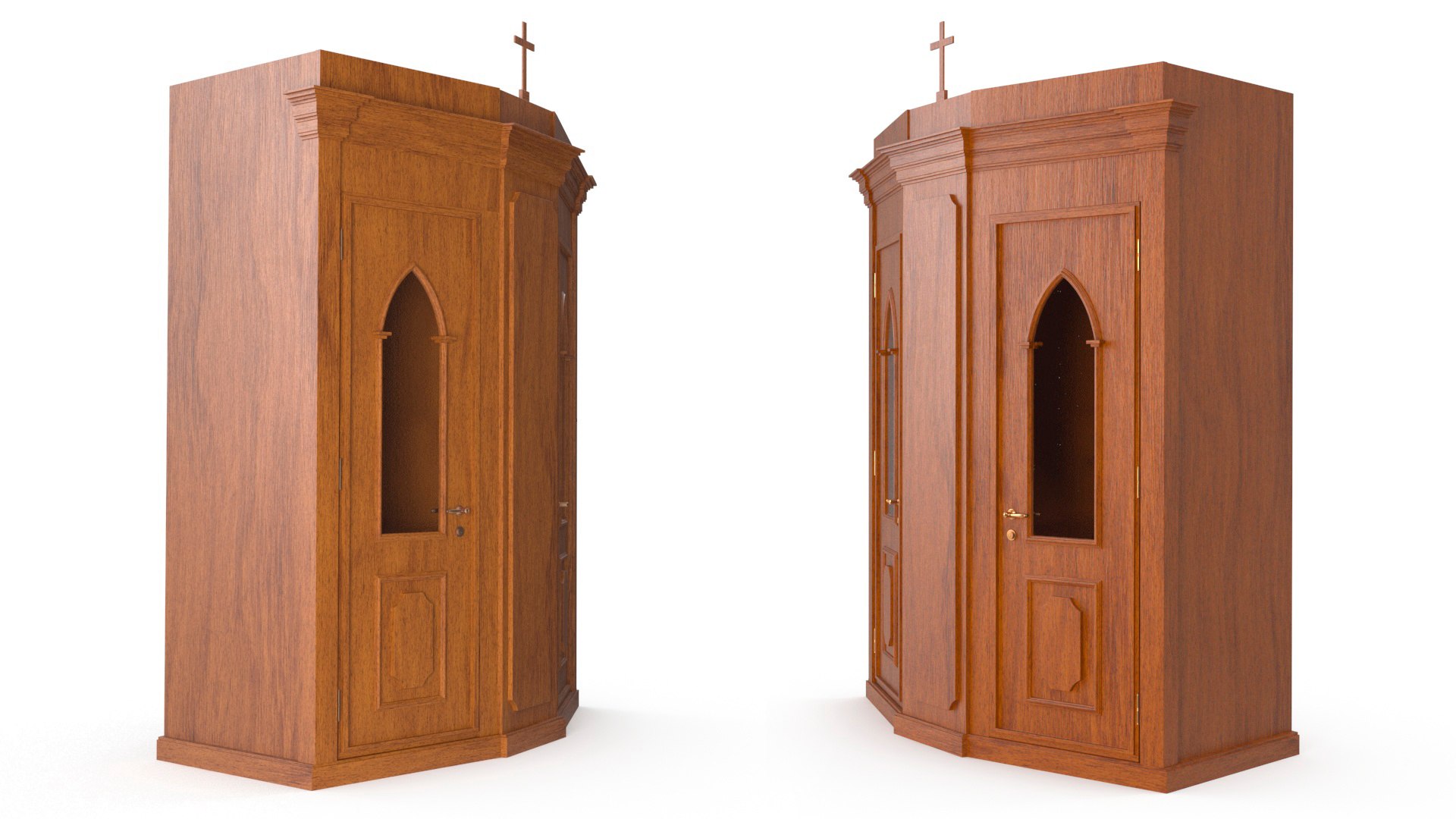 Wooden Confessional Booth Model - TurboSquid 2240488