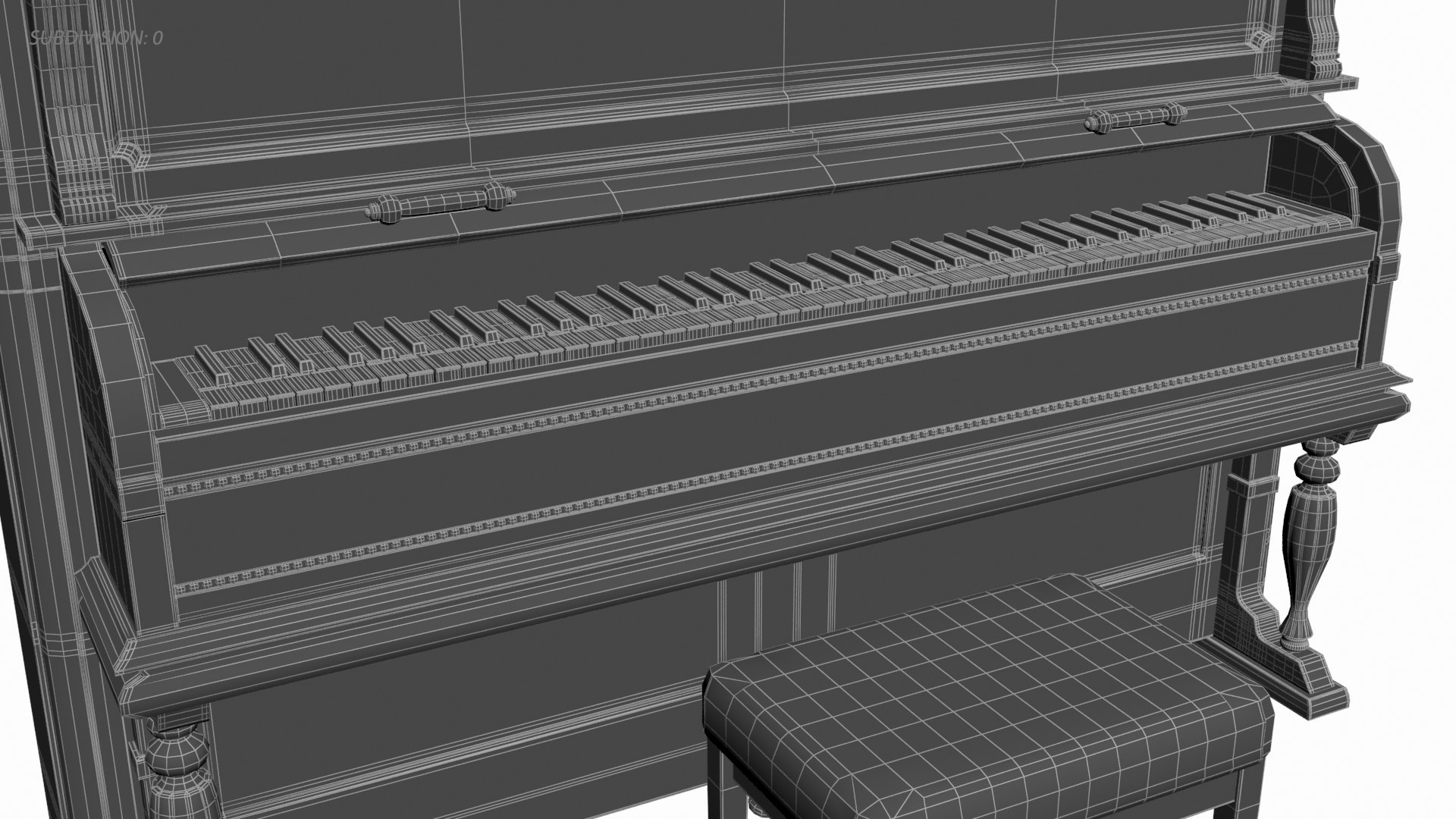 3D Retro Piano Model - TurboSquid 2240175