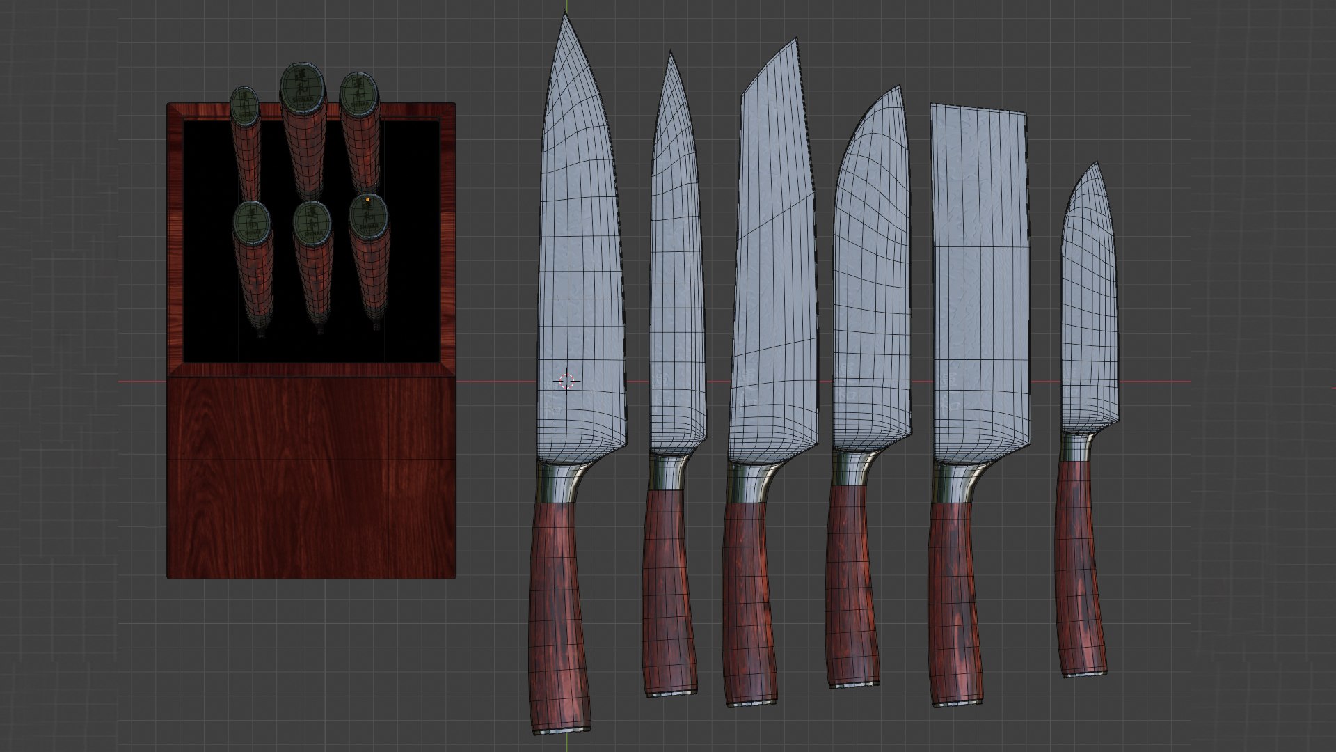 Damascus Steel Japanese Knives Set 3D Model - TurboSquid 2255882
