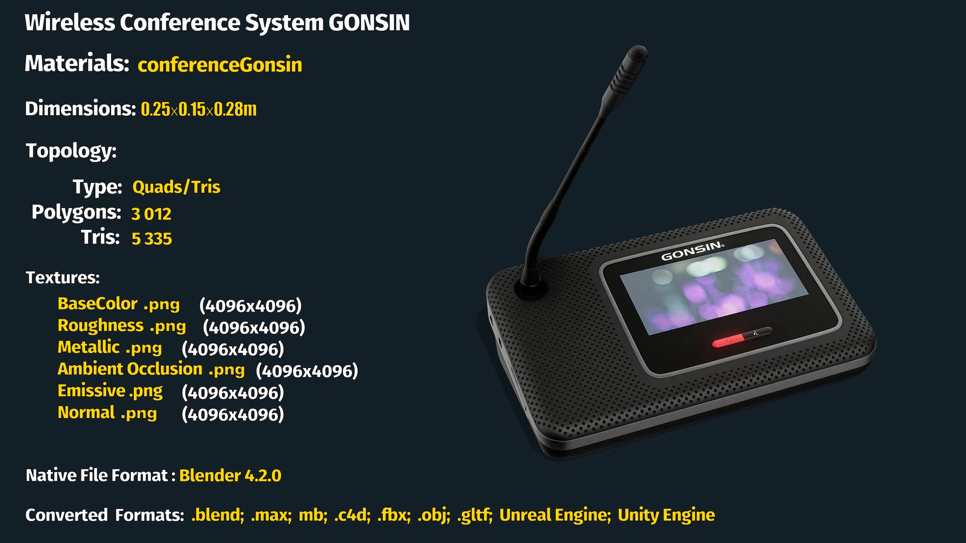 Wireless Conference System GONSIN 3D Model - TurboSquid 2279830