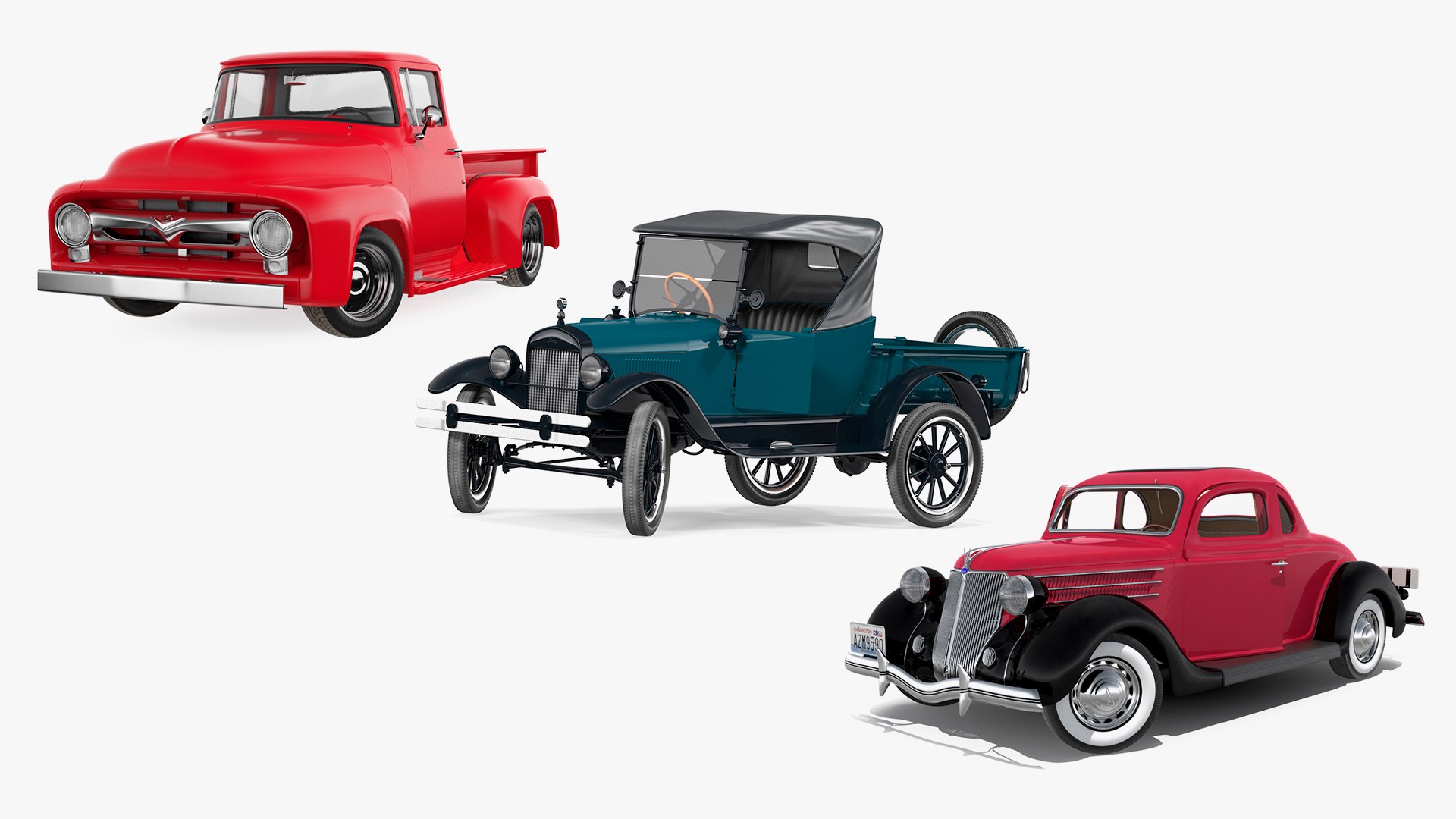 Rigged Ford Vintage Cars Collection 3D model - TurboSquid 2151680