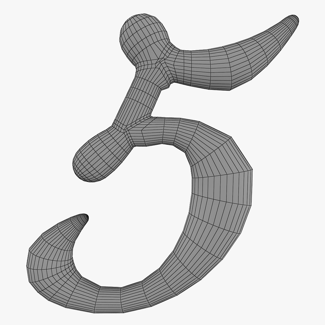 Calligraphic Digit 5 Number 3D - TurboSquid 1389333