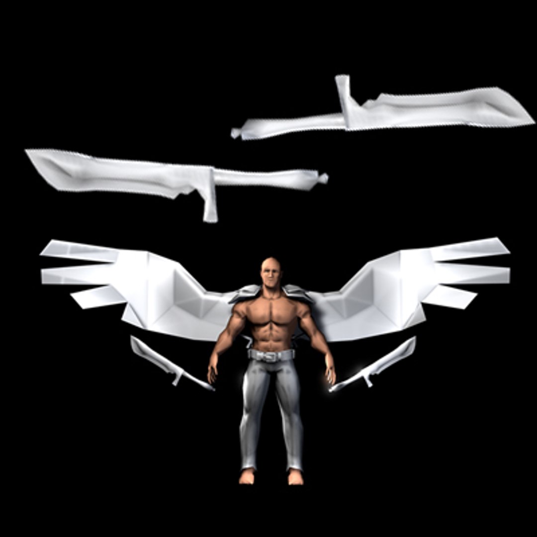 Muscular Wings Character 3d Model