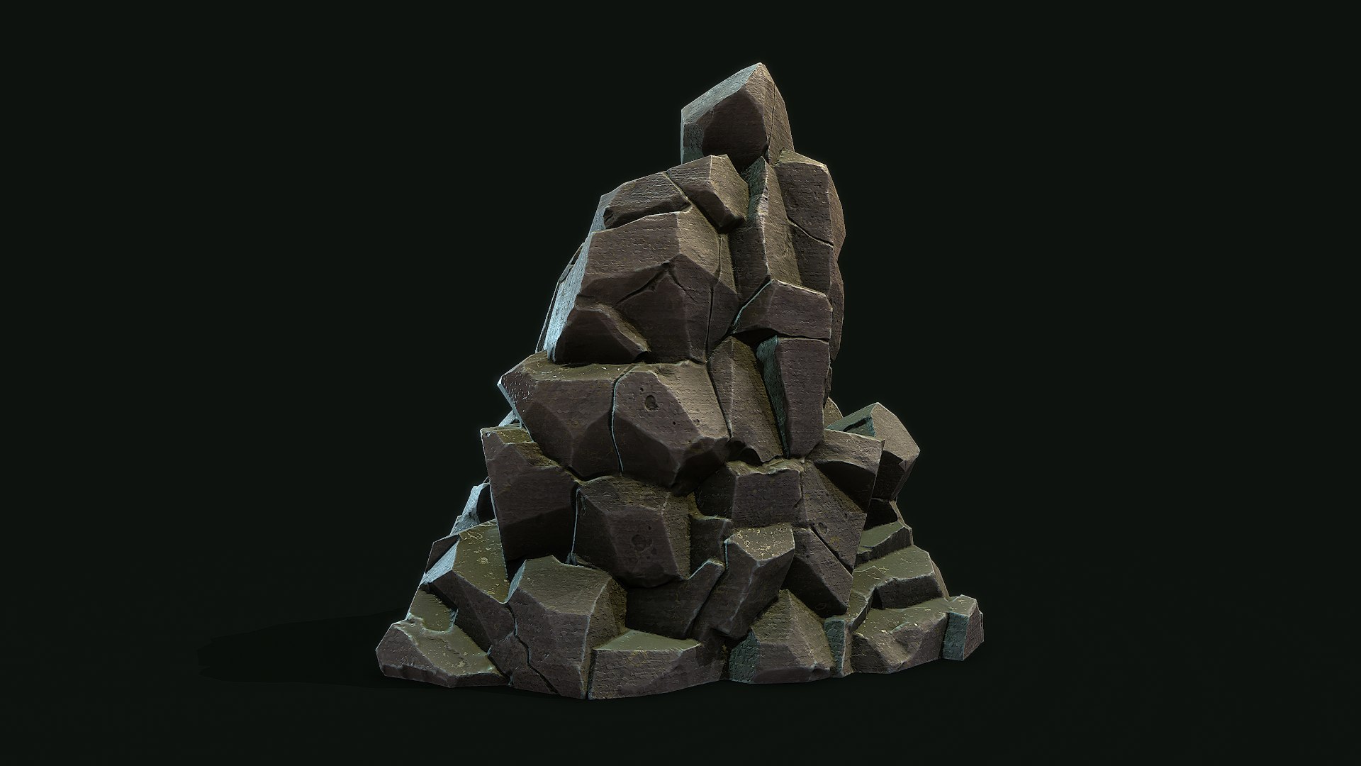 3D Stylized Gray Stone moss 3 - TurboSquid 2135108