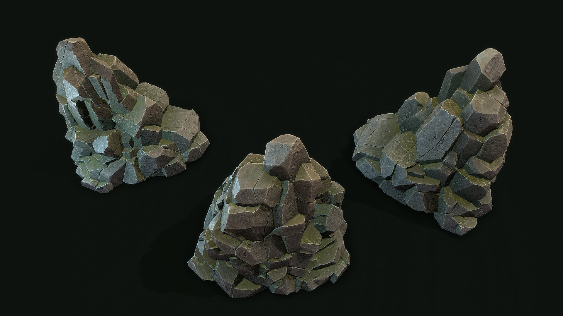 3D Stylized Gray Stone moss 3 - TurboSquid 2135108