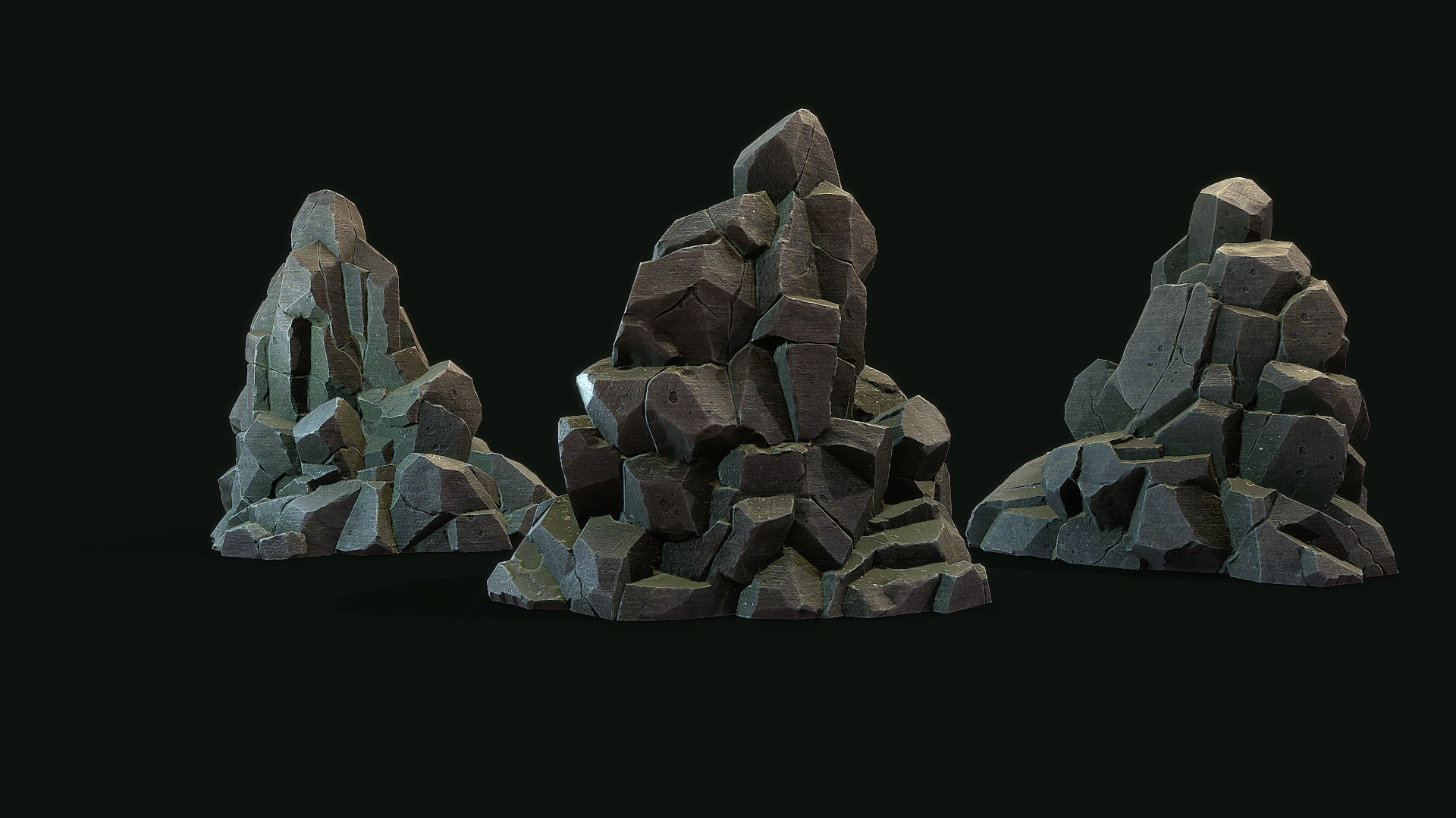 3D Stylized Gray Stone moss 3 - TurboSquid 2135108