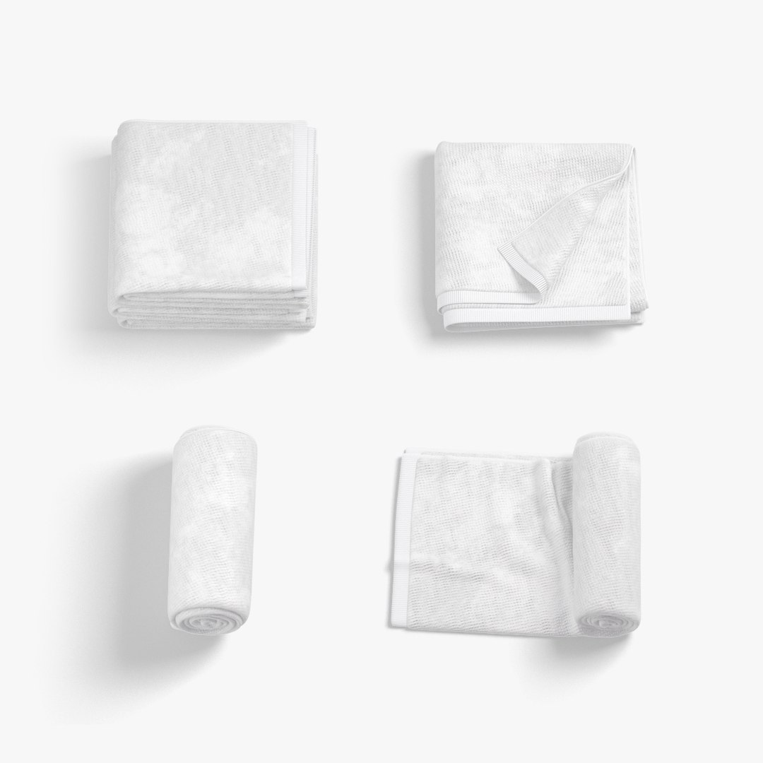 3D White Folded and Rolled Bath Towel - absorb beach towels model ...