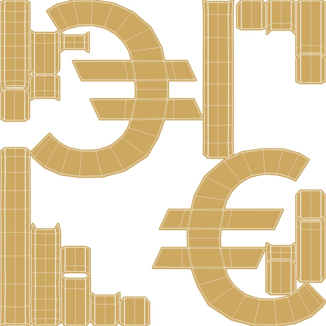 Golden euro sigh eu model - TurboSquid 1686388