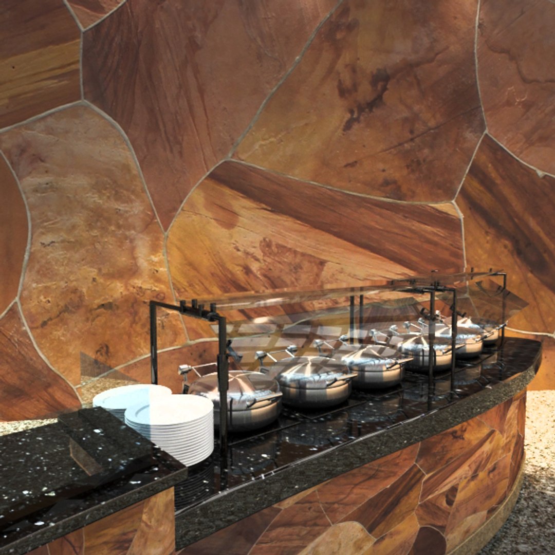 Curved Buffet Island 3d Model