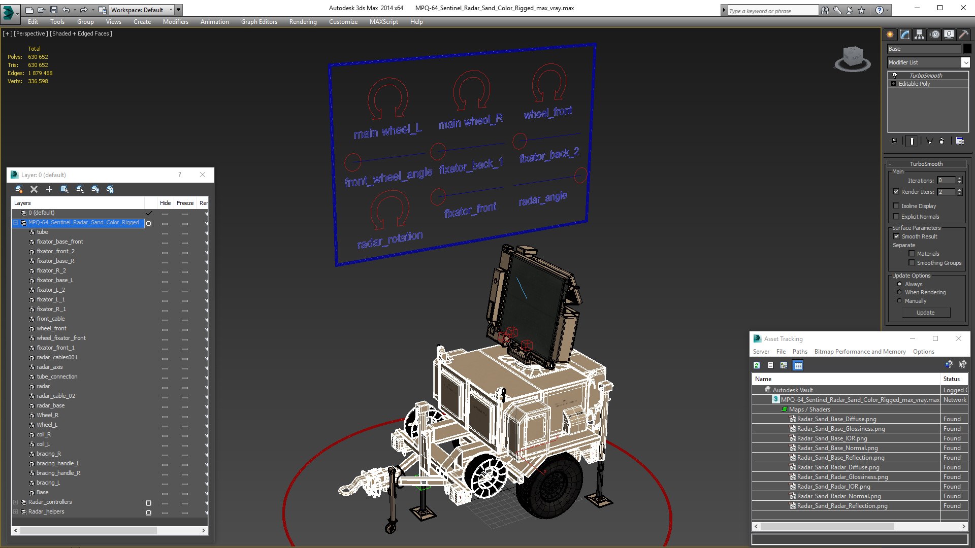 MPQ-64 Sentinel Radar Sand Color Rigged 3D model - TurboSquid 1930118