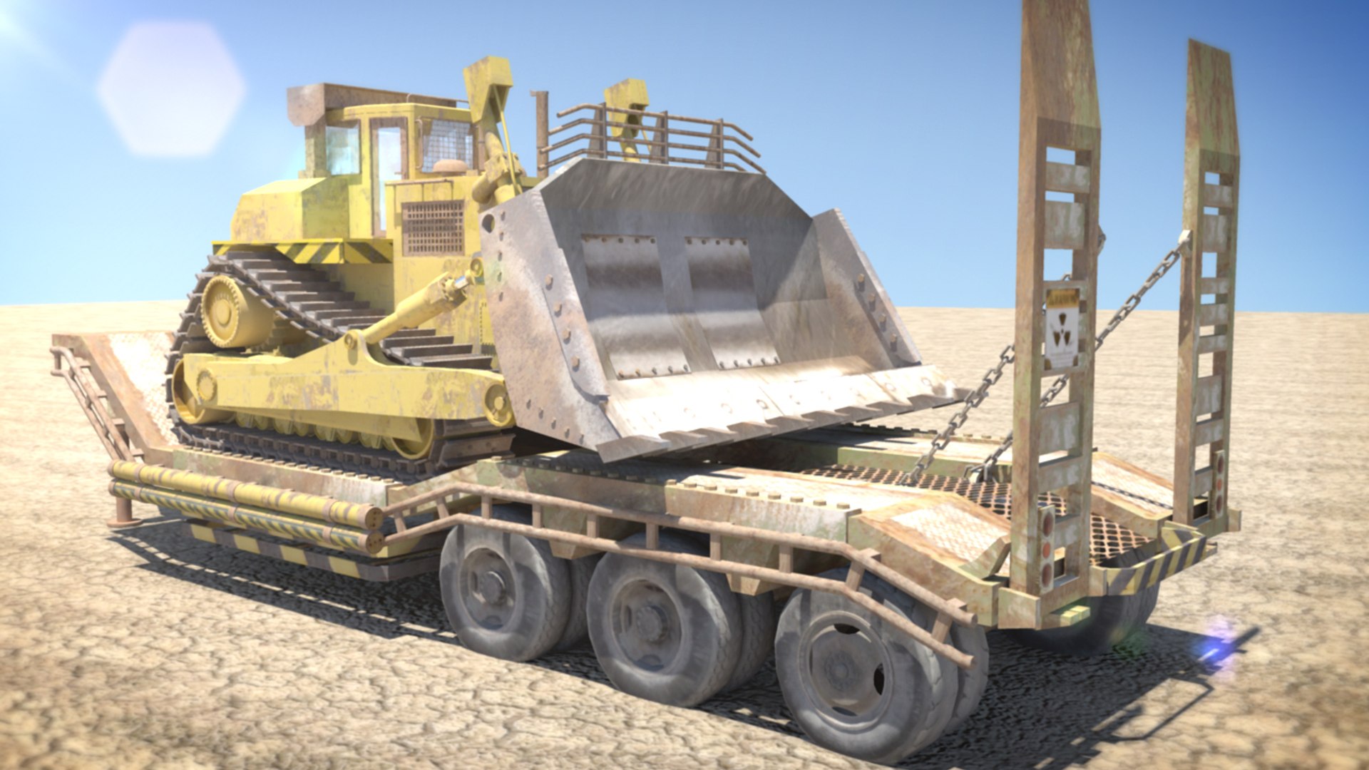 Trailer Bulldozer 3d Obj