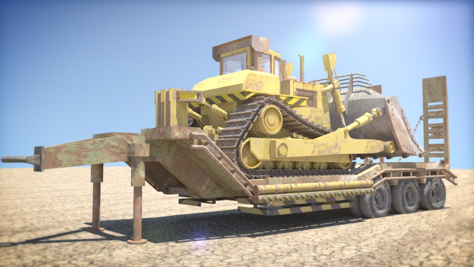 Trailer Bulldozer 3d Obj