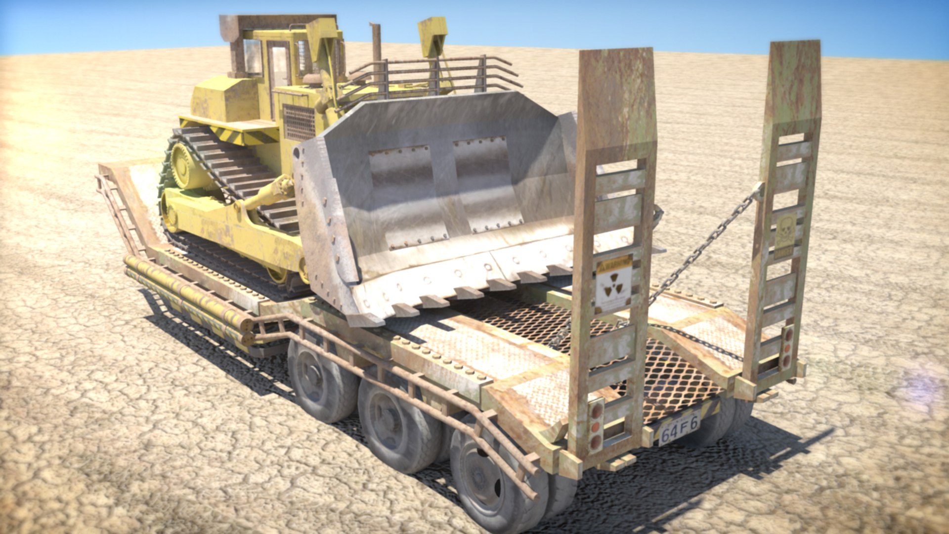 Trailer Bulldozer 3d Obj