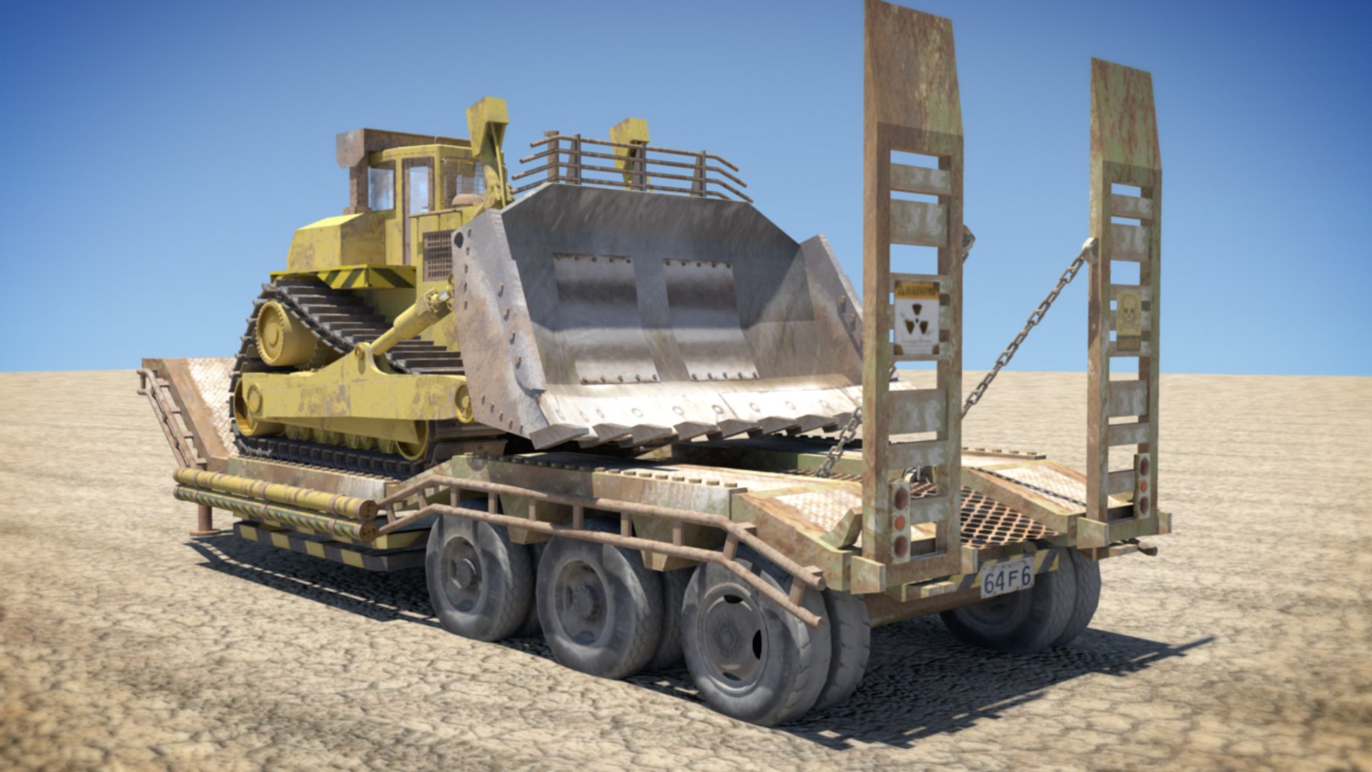Trailer Bulldozer 3d Obj