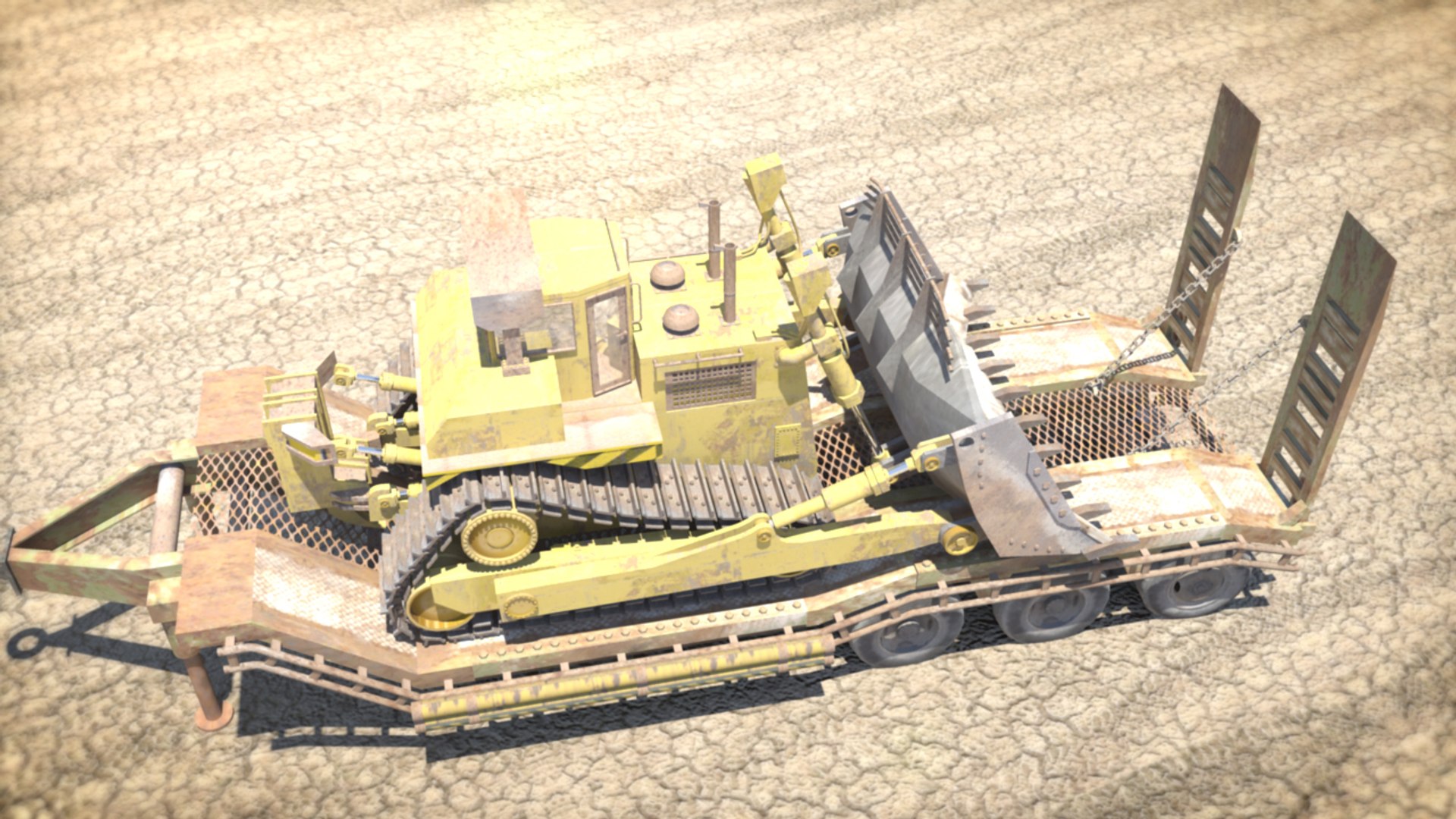 Trailer Bulldozer 3d Obj