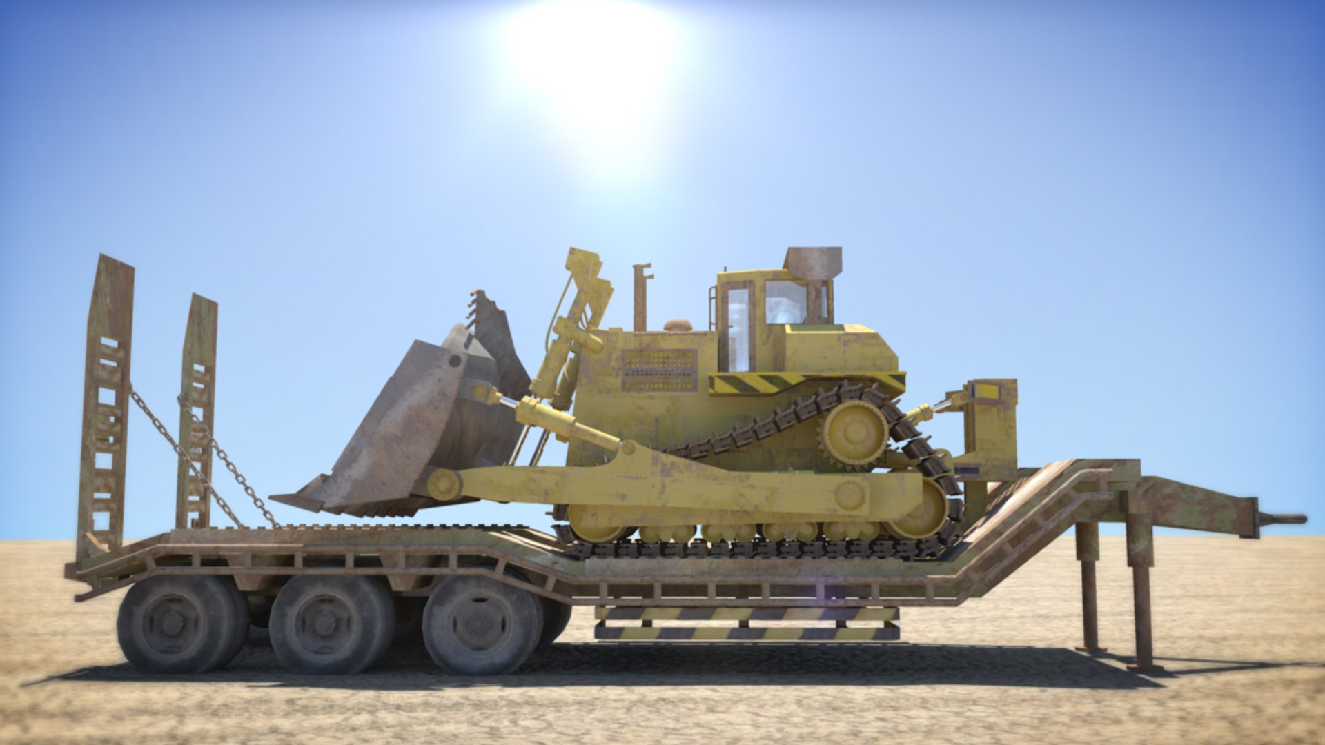 Trailer Bulldozer 3d Obj