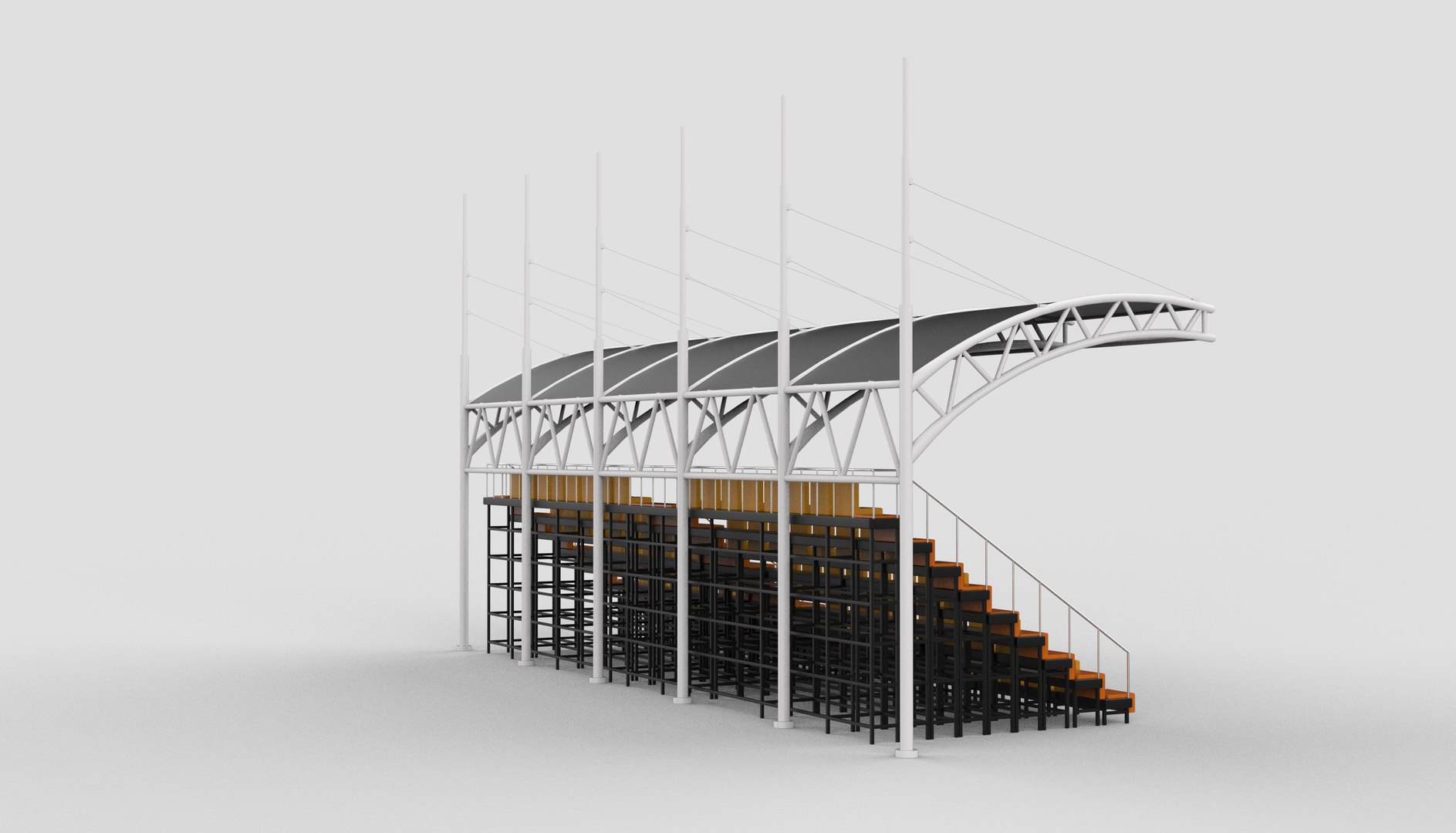 3D Bleacher With Canopy Shade 3D Model - TurboSquid 2391048