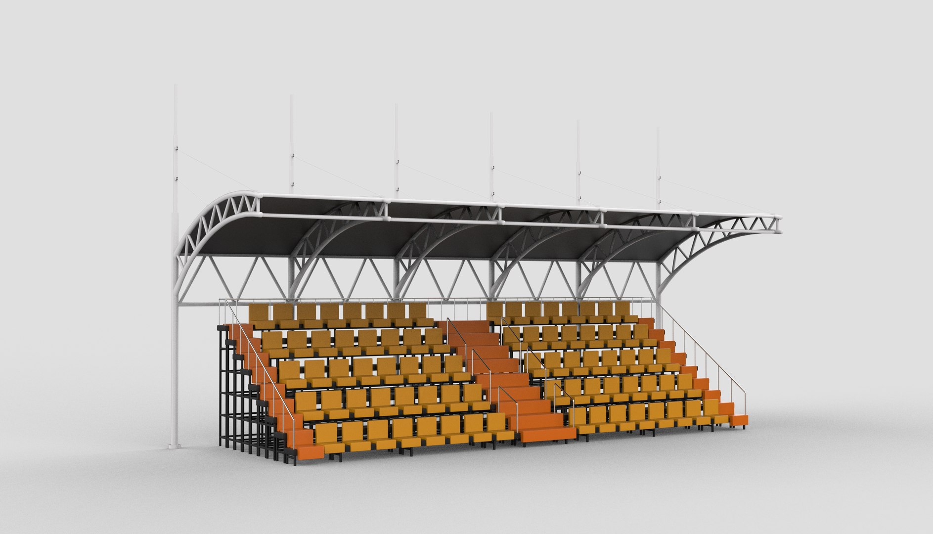 3D Bleacher With Canopy Shade 3D Model - TurboSquid 2391048