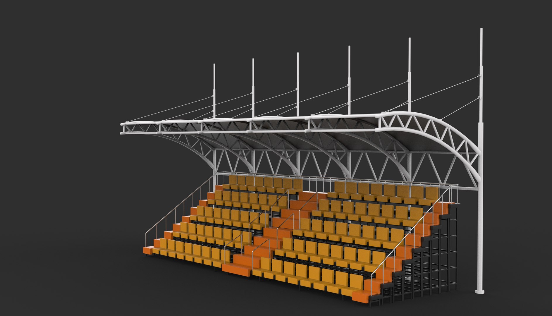 3D Bleacher With Canopy Shade 3D Model - TurboSquid 2391048