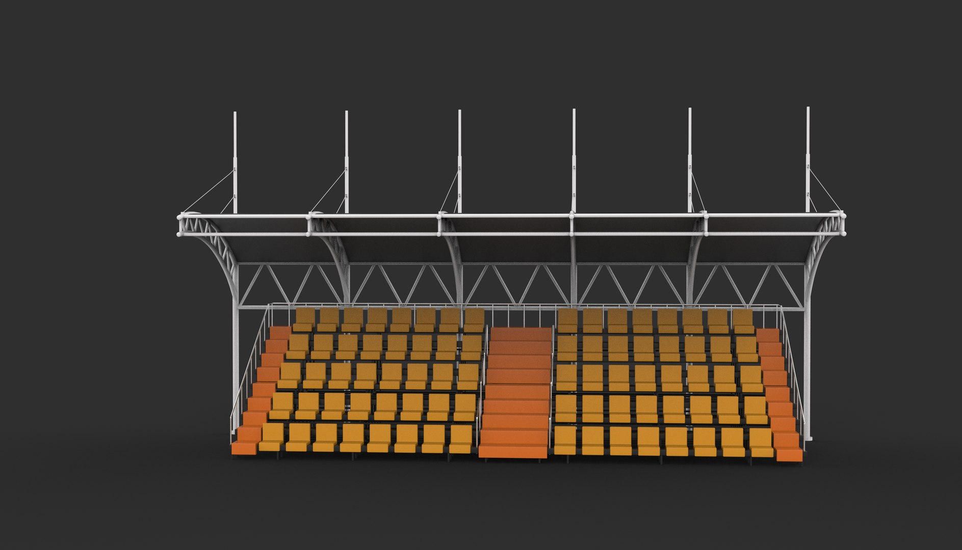 3D Bleacher With Canopy Shade 3D Model - TurboSquid 2391048