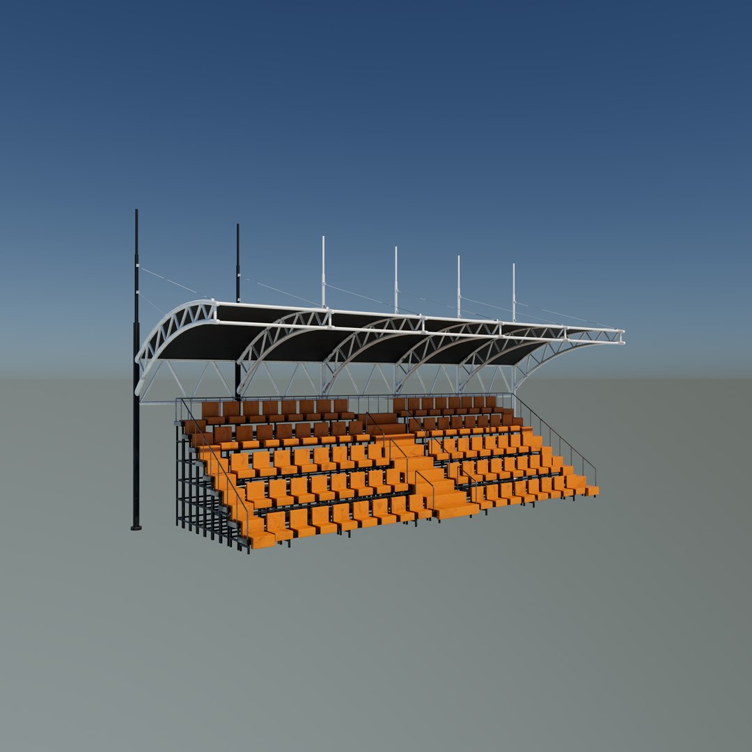3D Bleacher With Canopy Shade 3D Model - TurboSquid 2391048