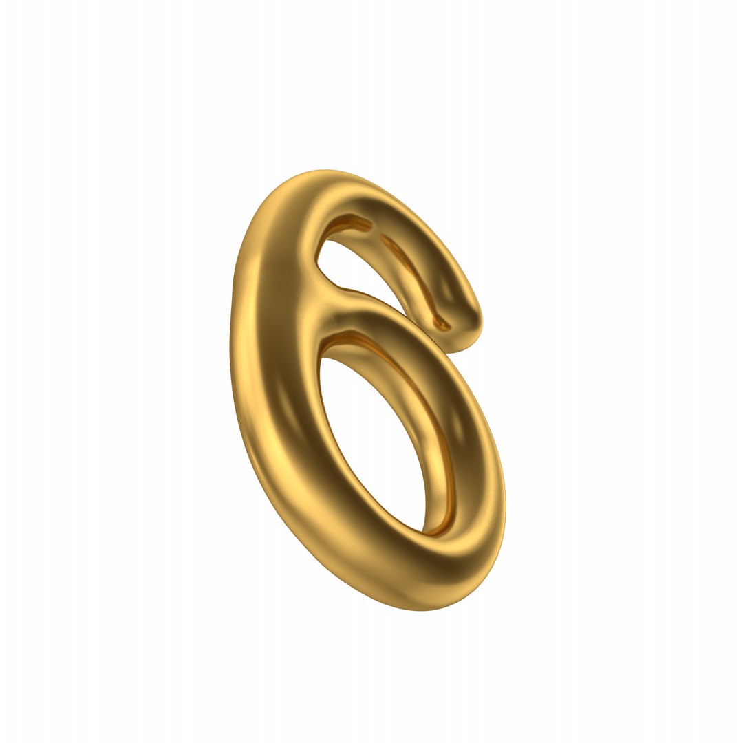 Number 6 Gold 3D - TurboSquid 1866338